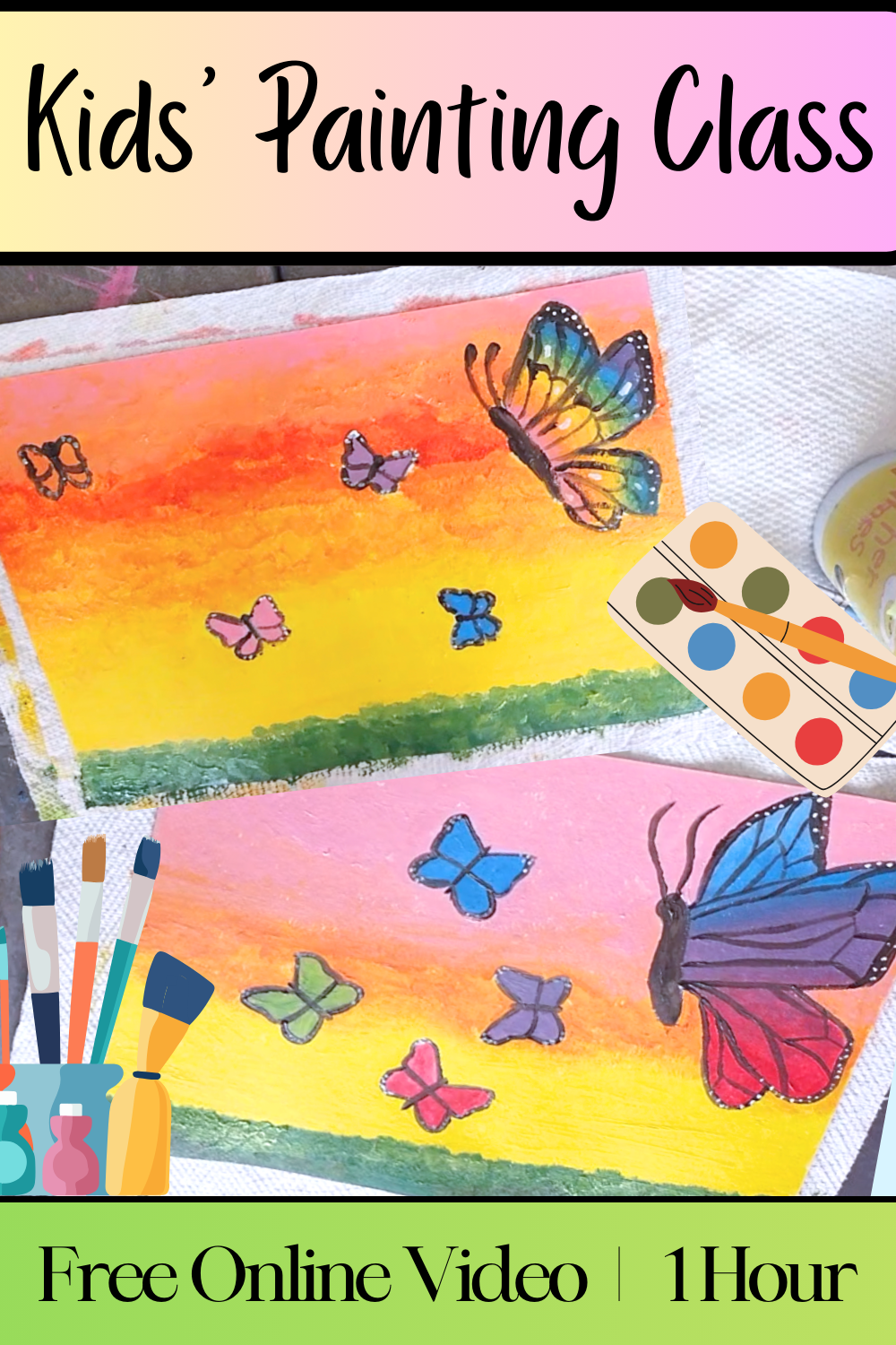 Free Landscape Painting Class for Kids | Family-Friendly Butterfly ...