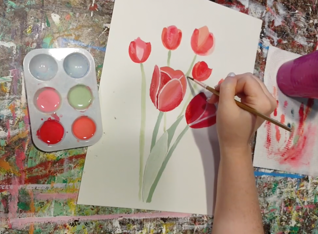 Tulips Acrylic & Watercolor Painting for Beginners | Online Free ...